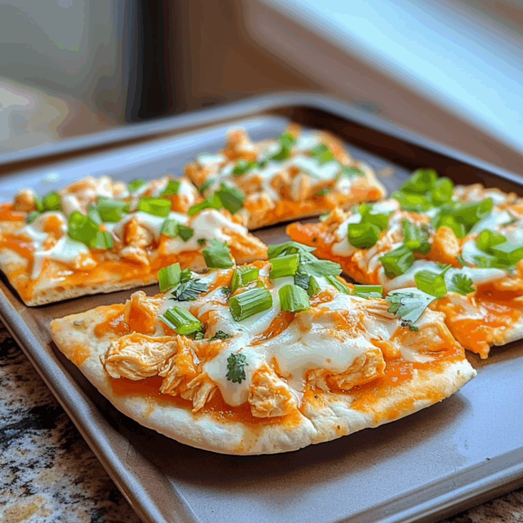 The Perfect Buffalo Ranch Chicken Flatbread Recipe - flavorfitkitchen.com